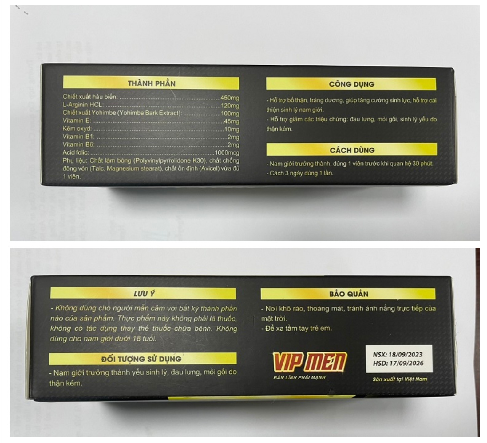 Thu hồi sản phẩm VIP MEN không đảm bảo an toàn thực phẩm